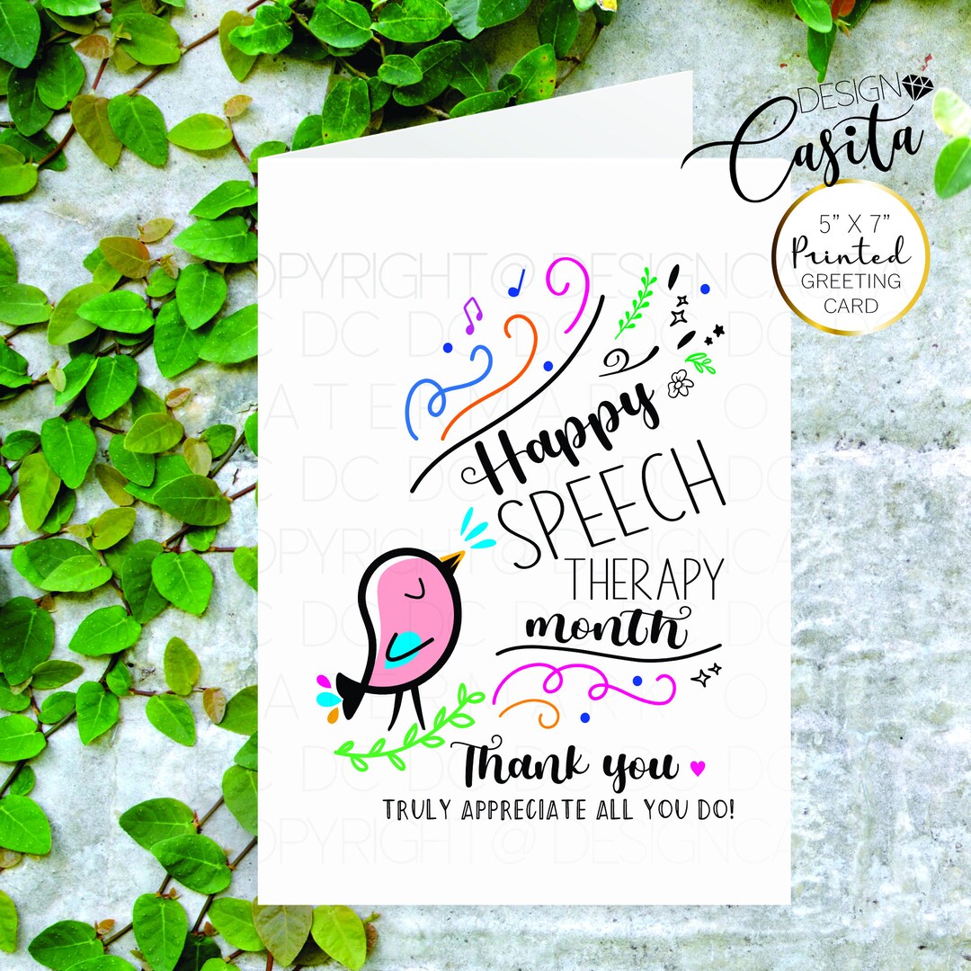 Happy Speech Therapy Month Printed Physical 5x7 Folded Greeting Card ...