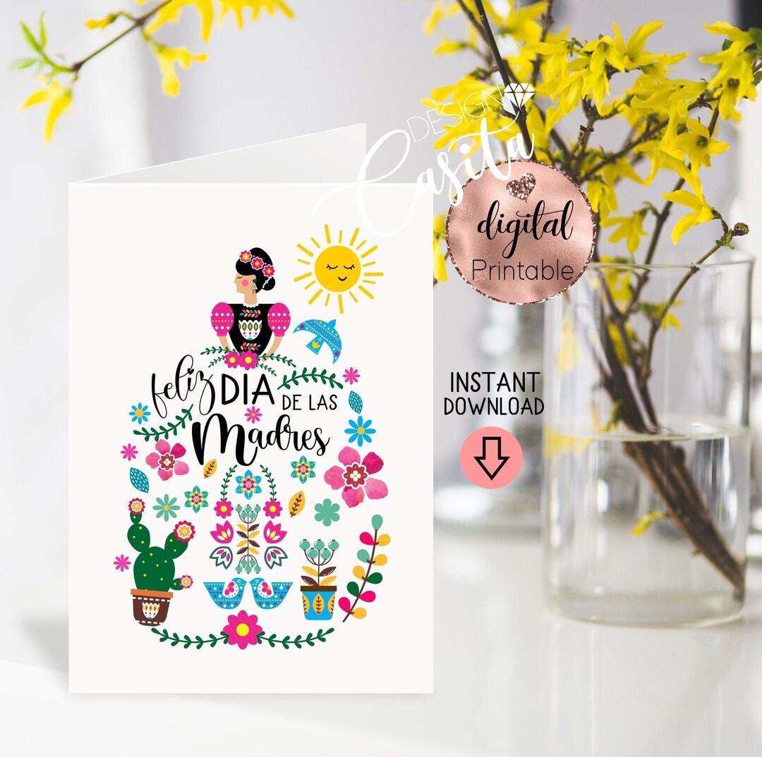 Spanish Mother's Day Feliz Dia De Las Madres Printable 5x7 Folded ...