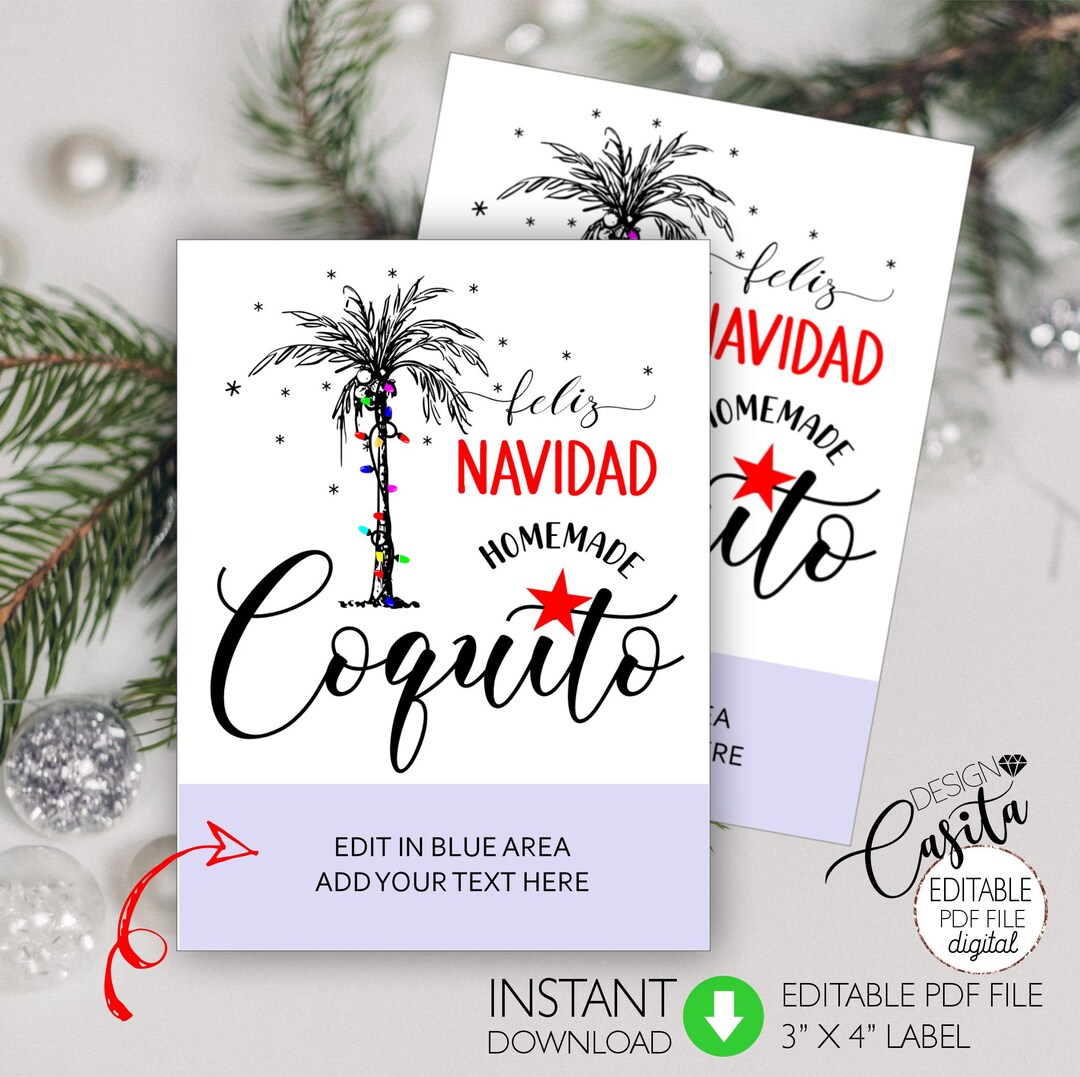 Coquito Editable Printable Bottle Label,feliz Navidad Homemade Coquito ...