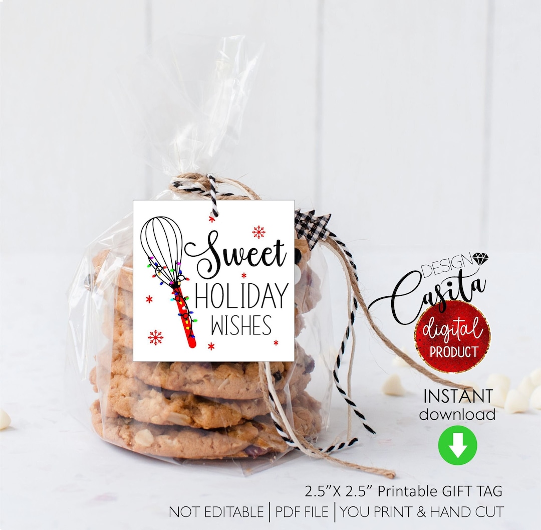 Sweet Holiday Wishes Whisk Printable Gift Tag,whisk Christmas Tag,staff ...