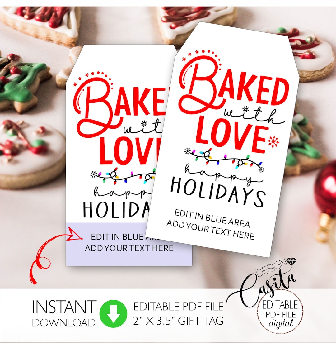 Baked With Love Printable Editable Gift Tag,baking Goods Label,happy ...