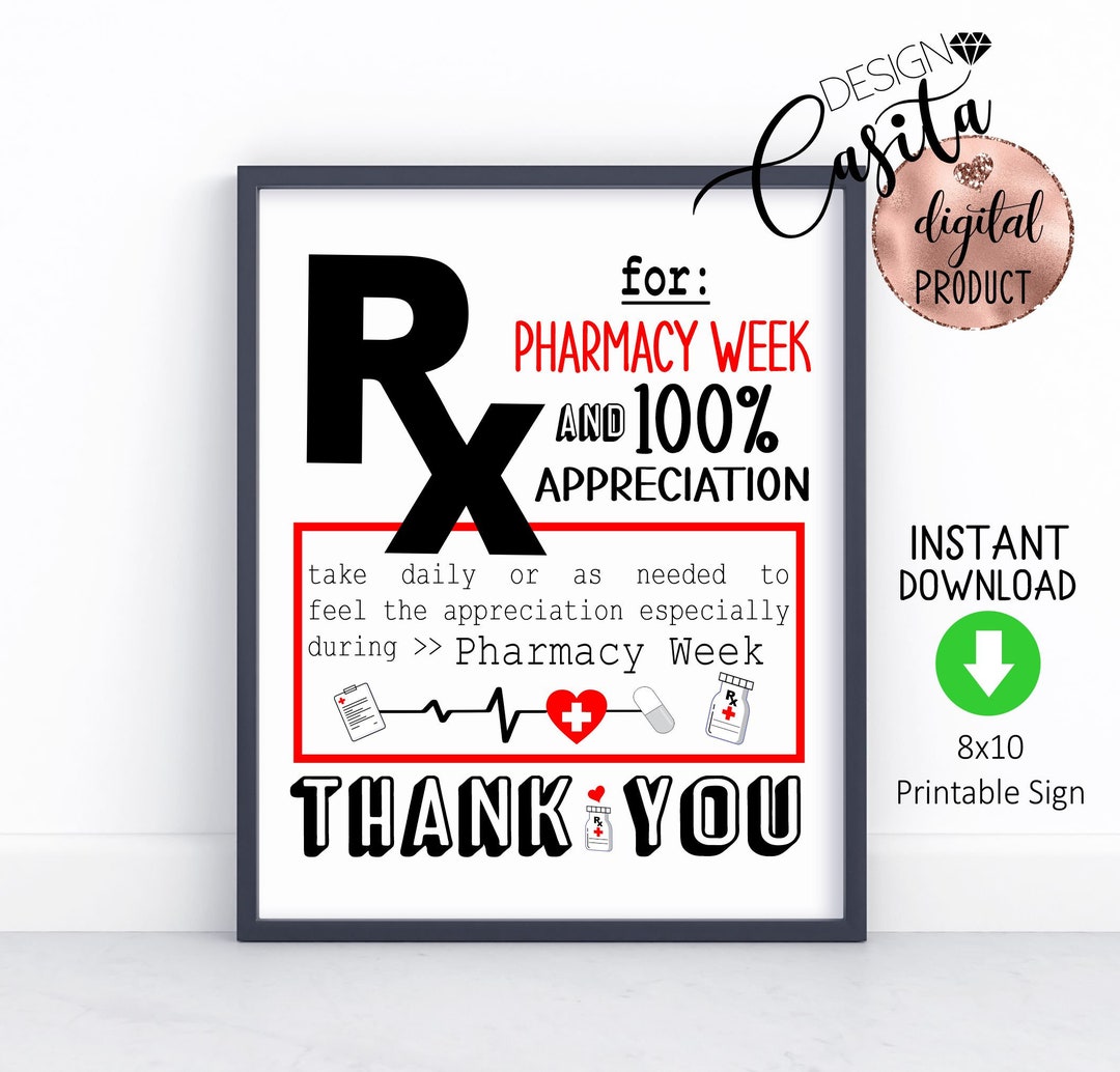 Pharmacy Week Printable 8x10 Party Sign,pharmacy Tech Week Sign ...
