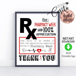 Pharmacy Week Printable 8x10 Party Sign,pharmacy Tech Week Sign ...