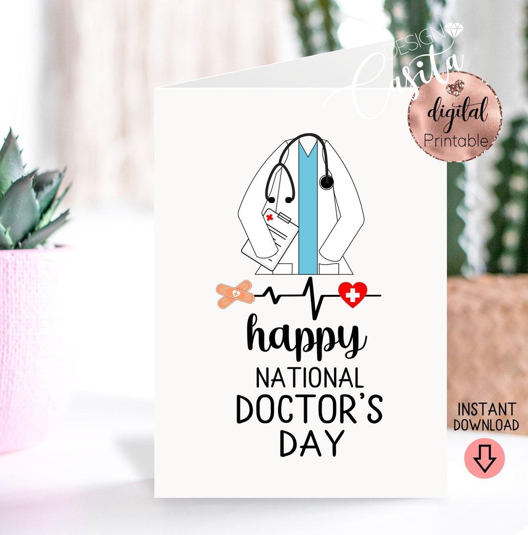 National Doctor's Day and Medical Thank You Printable 5x7 Folded ...