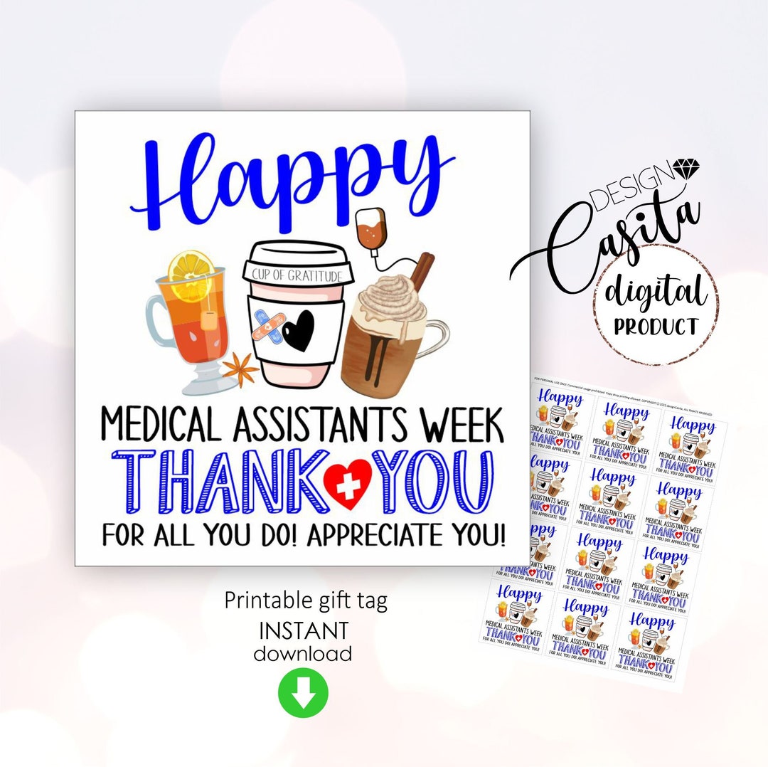 Medical Assistants Week Printable Favor Gift Tag,latte Tea Coffee Cup ...