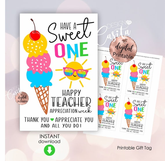 Teacher Appreciation Week Ice Cream Printable Gift Taghave a | Etsy