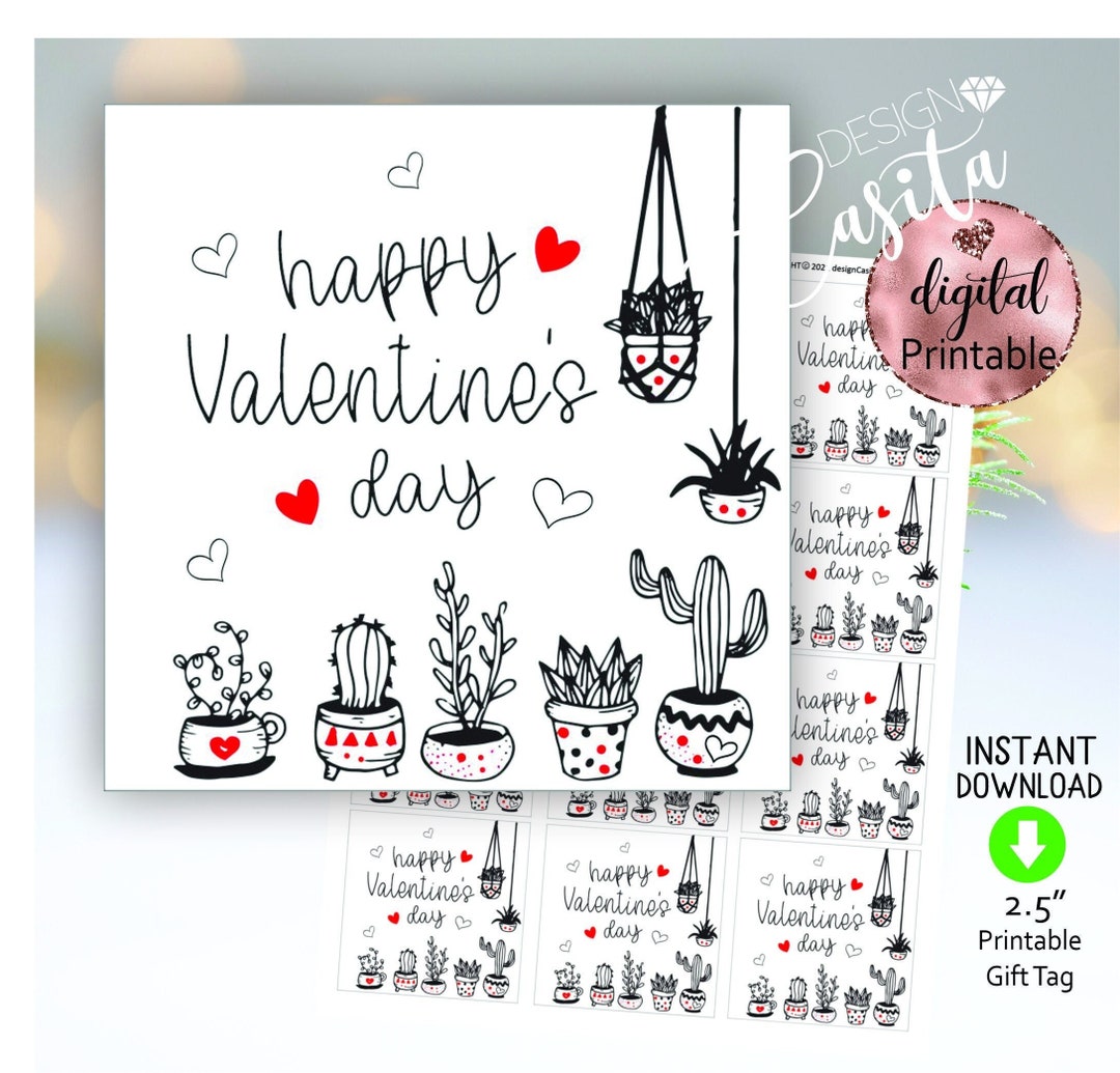 Valentine's Day Plant Lover Printable Favor Gift Tag,staff Employee ...