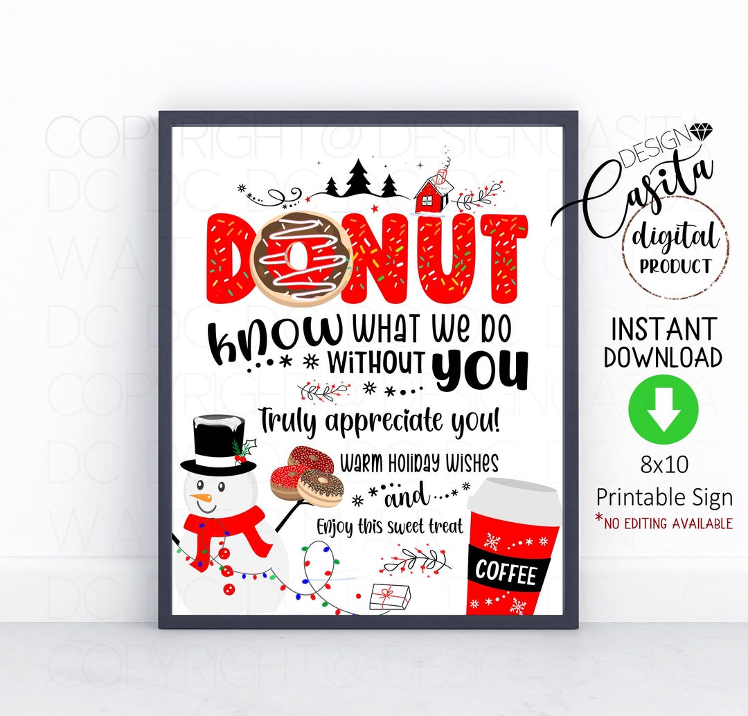 Donut Christmas Printable 8x10 Party Sign,staff Appreciation Coffee ...