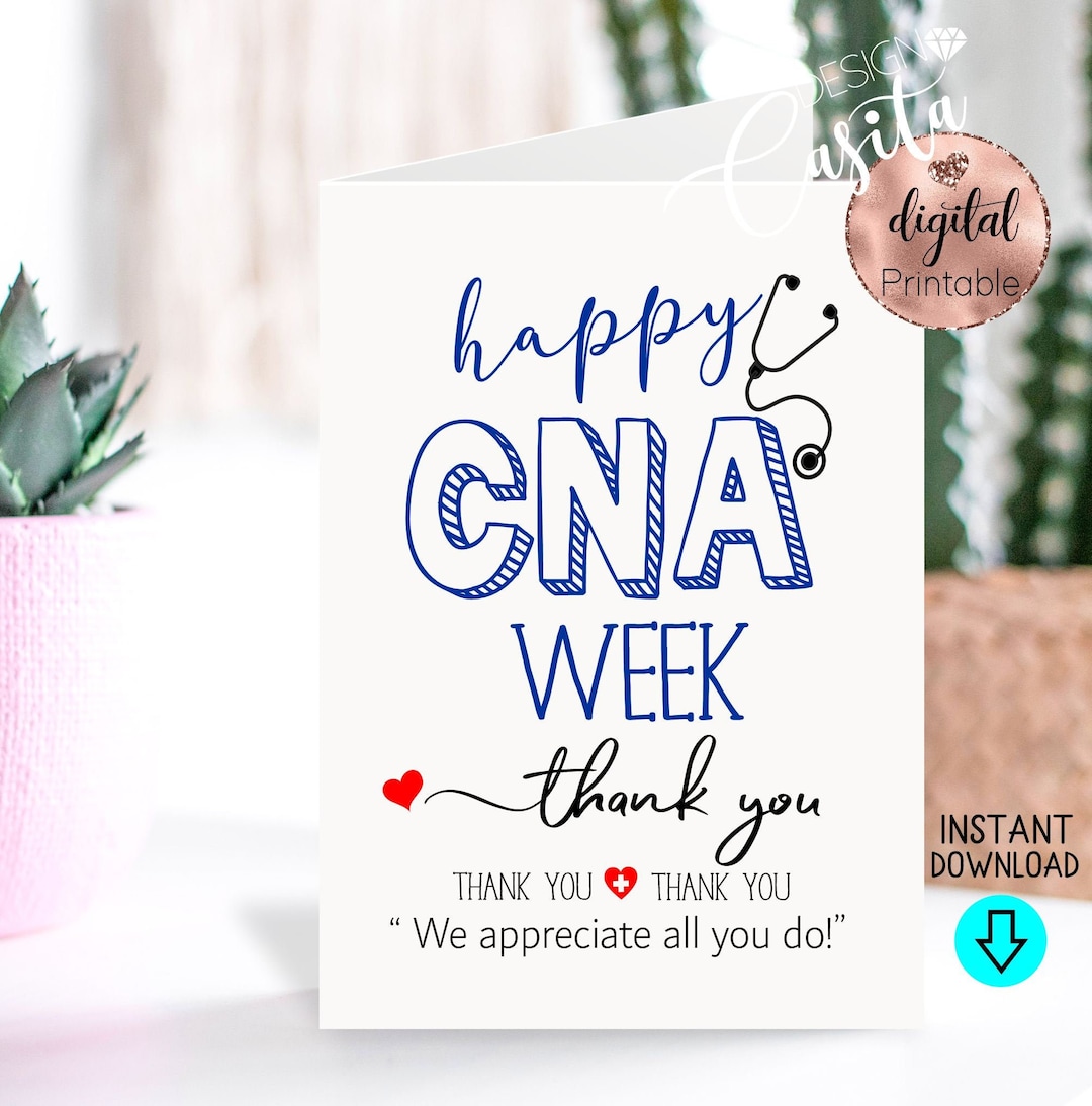 Happy CNA Week Printable 5x7 Folded Greeting Card,nursing Assistant ...