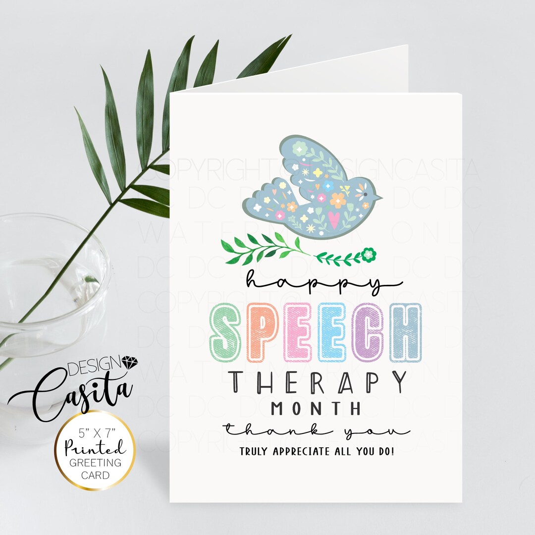 Happy Speech Therapy Month Printed Physical 5x7 Folded Greeting Card ...