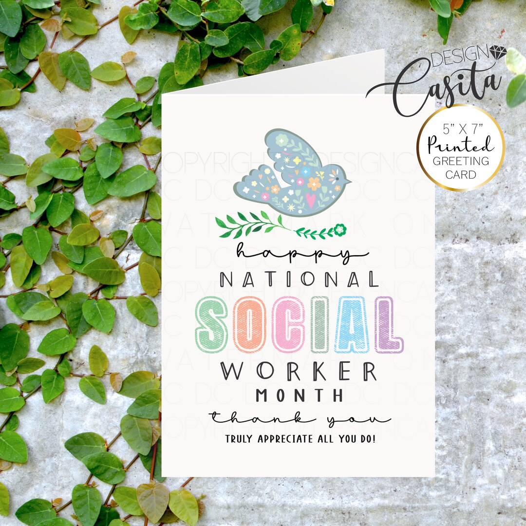 Happy National Social Worker Month Printed Physical 5x7 Folded Greeting ...