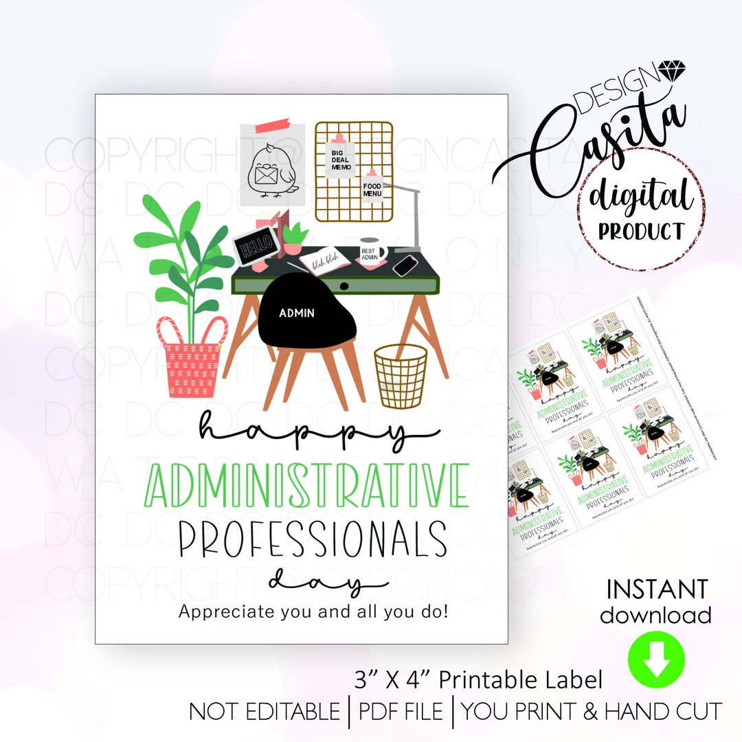 Administrative Professionals Day Printable Gift Tag,boho Desk Office ...