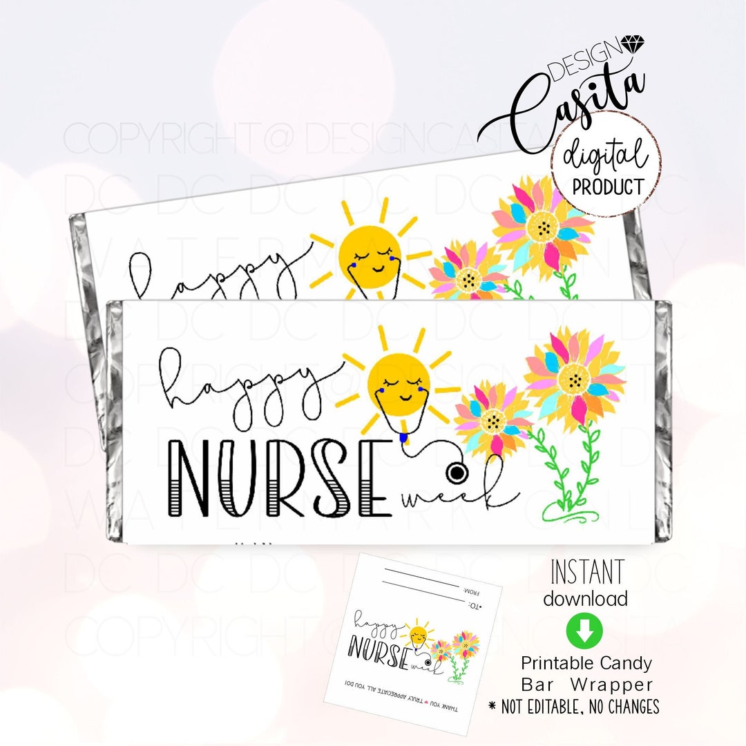 Nurse Week Printable Candy Bar Wrapper,sunflowers Nurse Appreciation ...