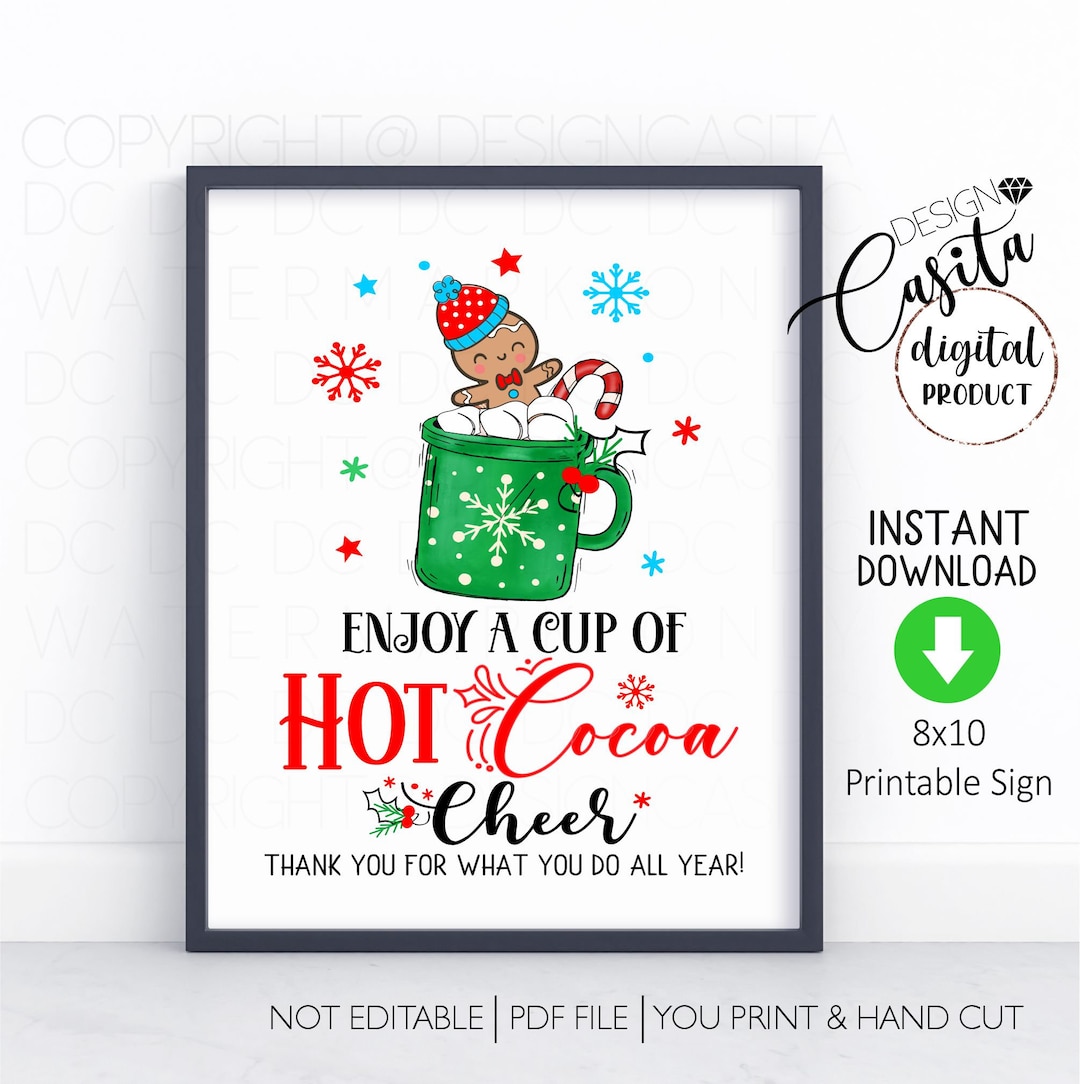 Hot Cocoa Printable 8x10 Party Sign,enjoy a Cup of Cheer,hot Cocoa ...