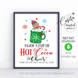 Hot Cocoa Printable 8x10 Party Sign,enjoy a Cup of Cheer,hot Cocoa ...
