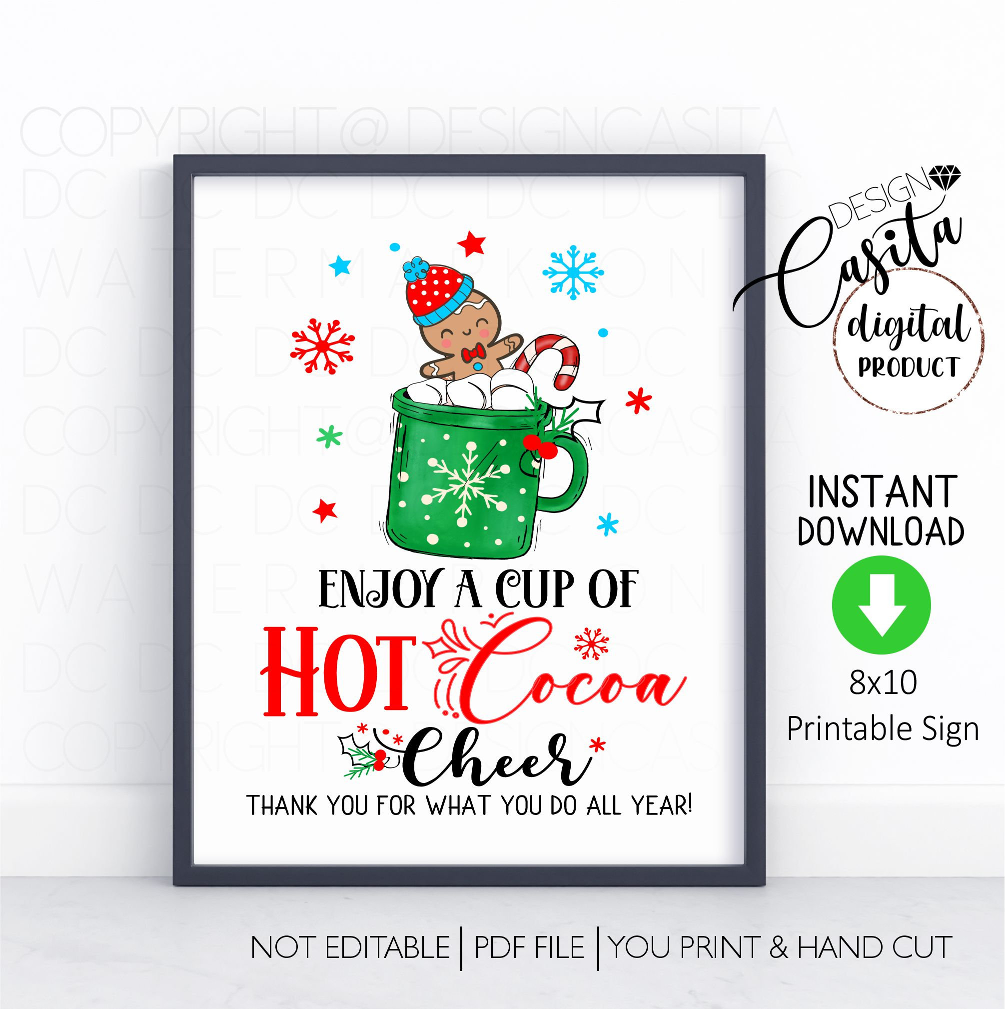 Hot Cocoa Printable 8x10 Party Signenjoy a Cup of Cheerhot - Etsy