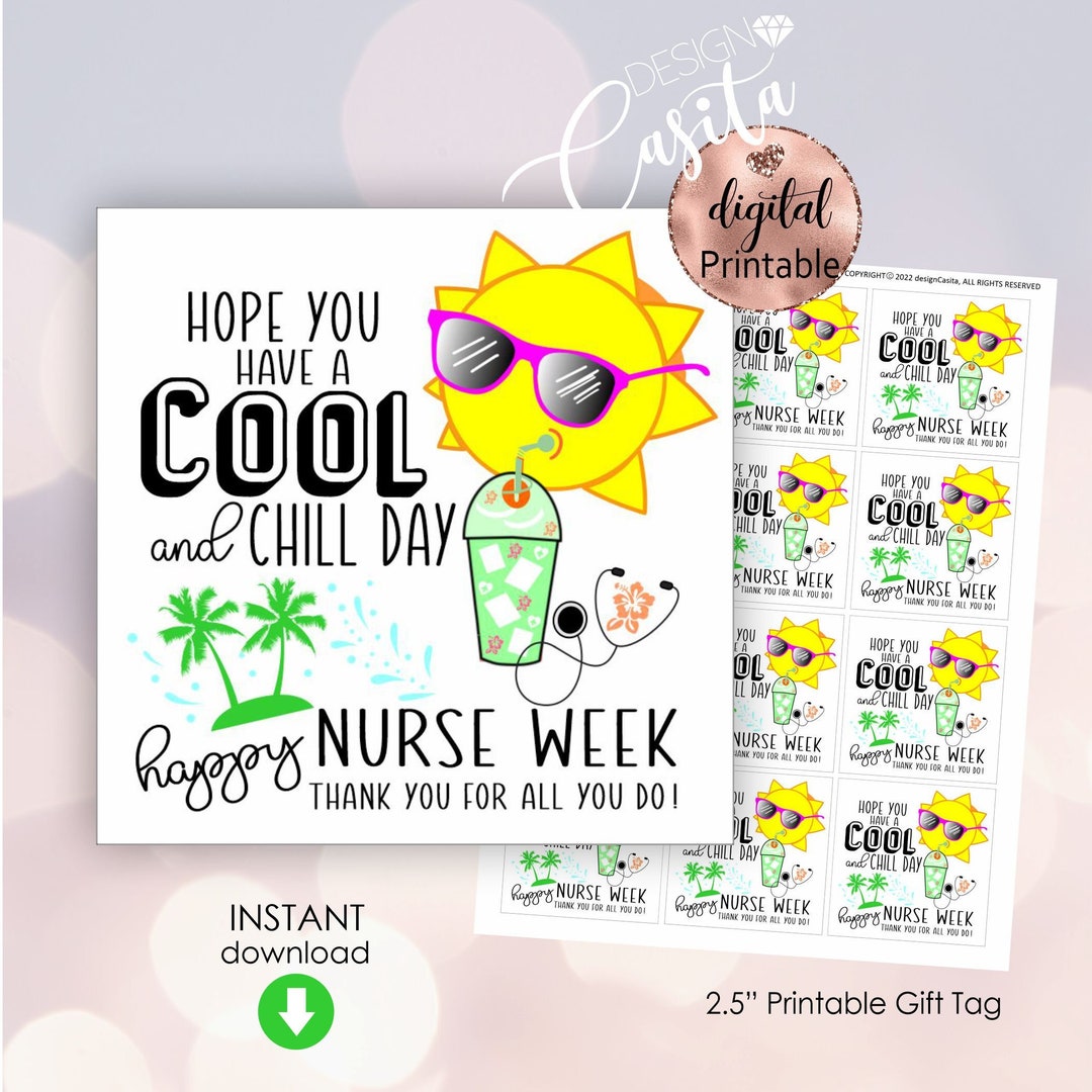 Nurse Week Cool Day Printable Favor Gift Tag,matcha Cold Drink Gift,ice ...