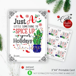 Spice up Your Holidays Printable Label Gift Tag,hot Sauce Christmas Tag ...
