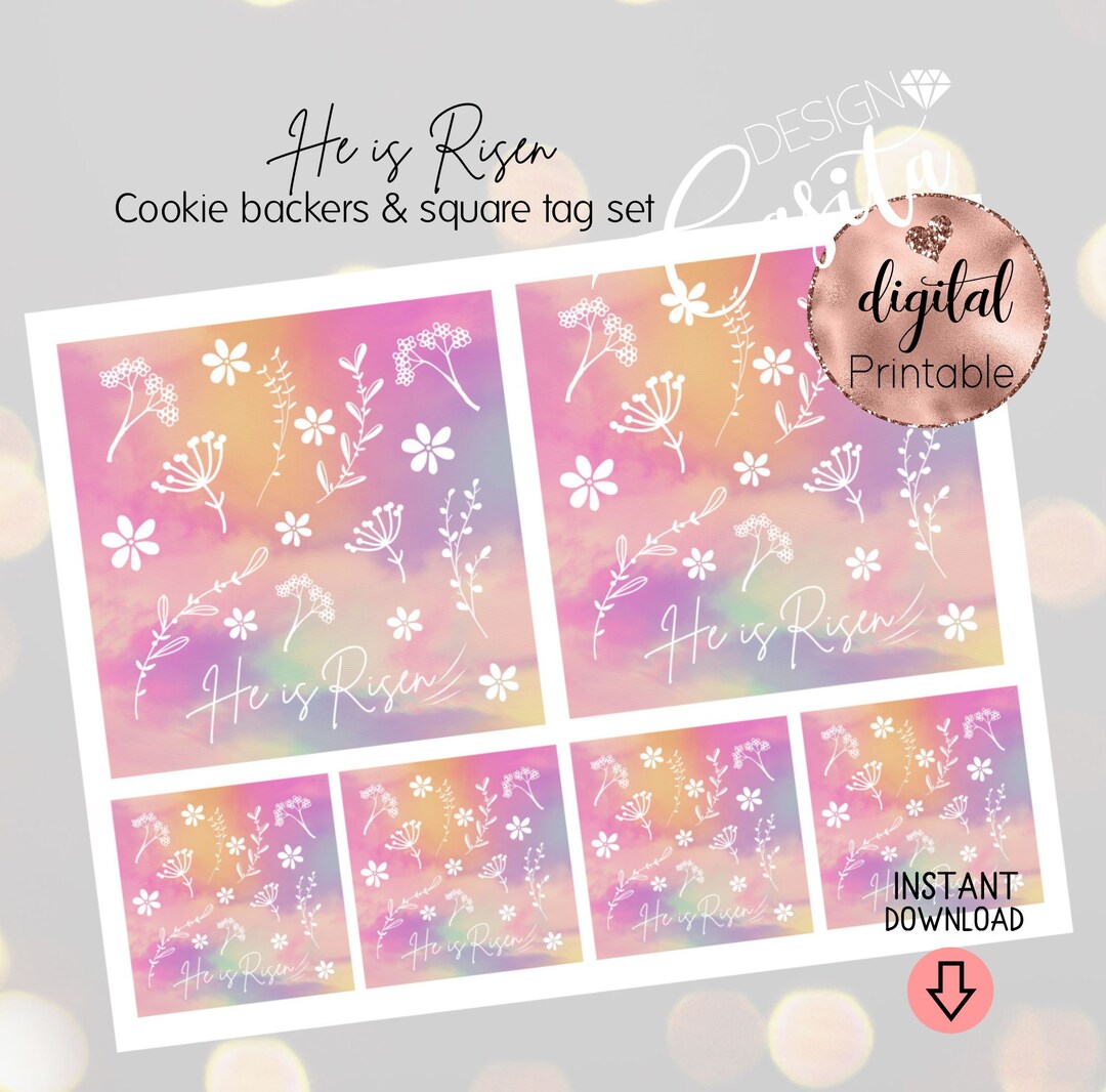 Easter Printable Cookie Package Set,he is Risen,cookie Backer,mini ...
