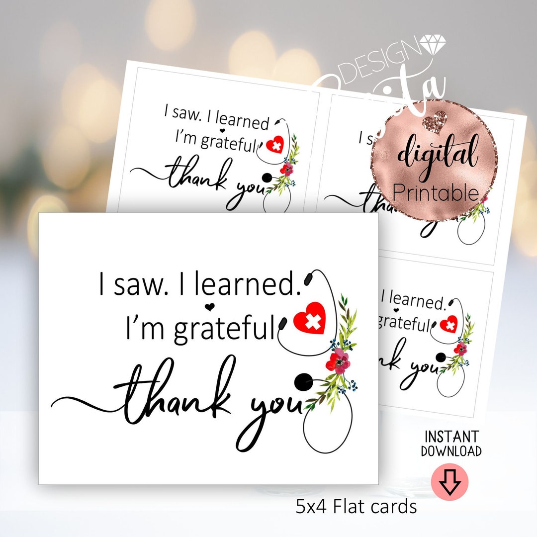 Medical Instructor Thank You Cards Printable Digital Download,thank You ...