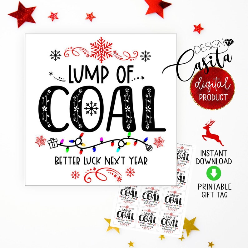 Lump of Coal Printable Gift Tagchristmas Holiday Treat Favor - Etsy