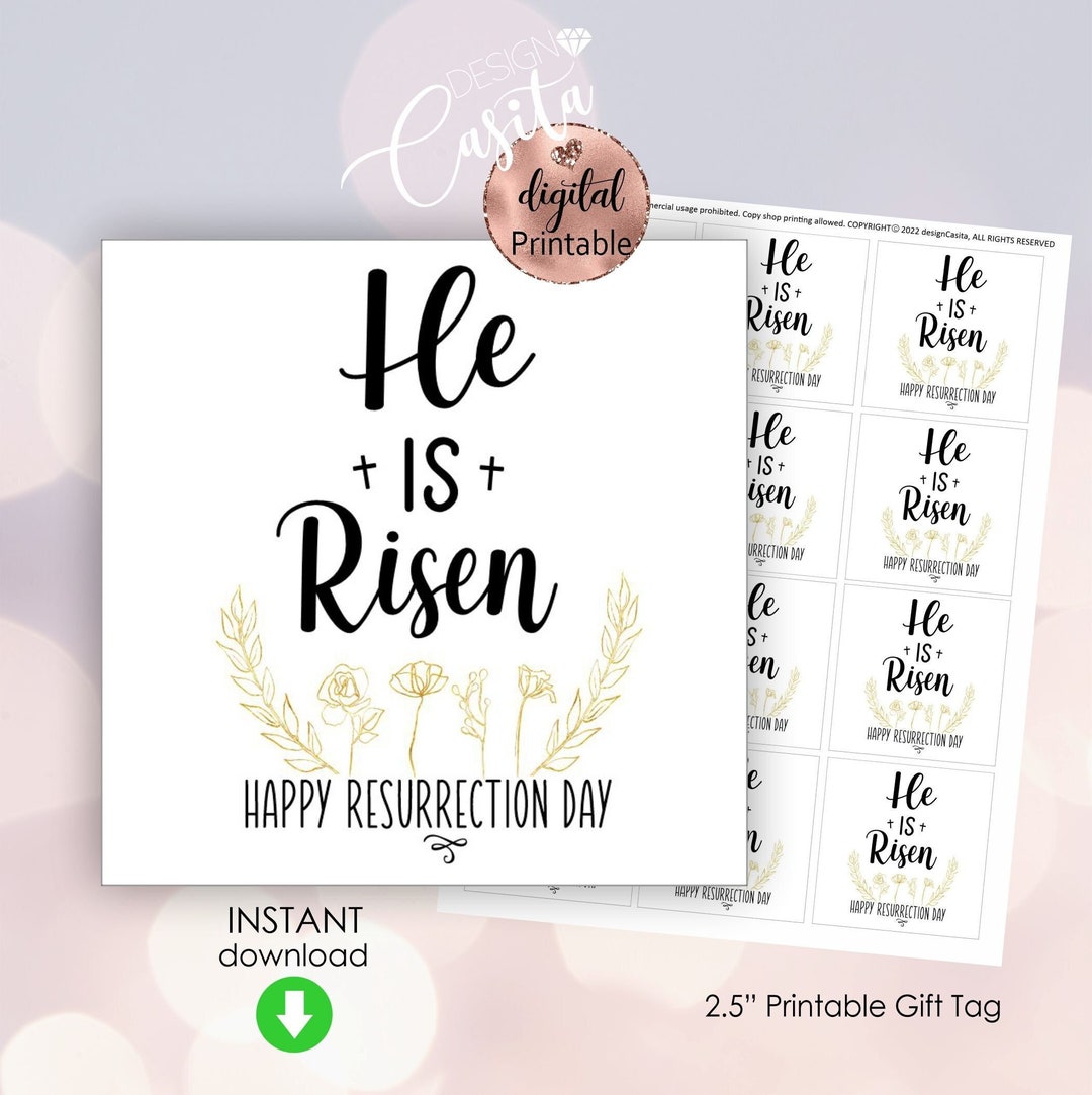 He is Risen Printable Gift Tag,happy Resurrection Day,jesus is Alive ...