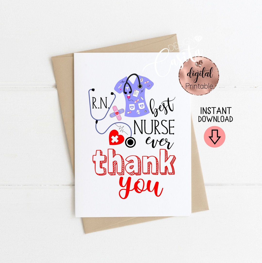 Nurse Appreciation, Nurse Week Thank You Printable 5x7 Folded Greeting ...