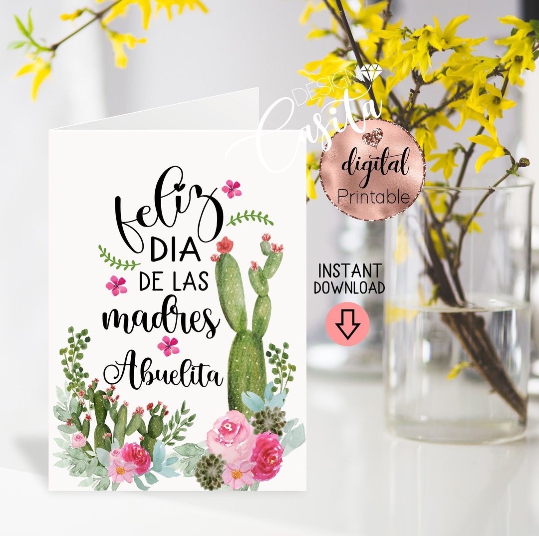 Feliz Dia De Las Madres Abuelita Printable 5x7 Folded Greeting Card ...