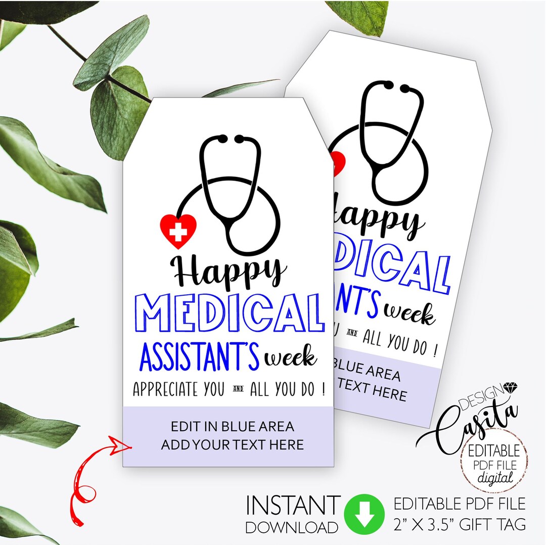 Medical Assistant Week Editable Gift Tag,cma Week,fillable PDF File ...