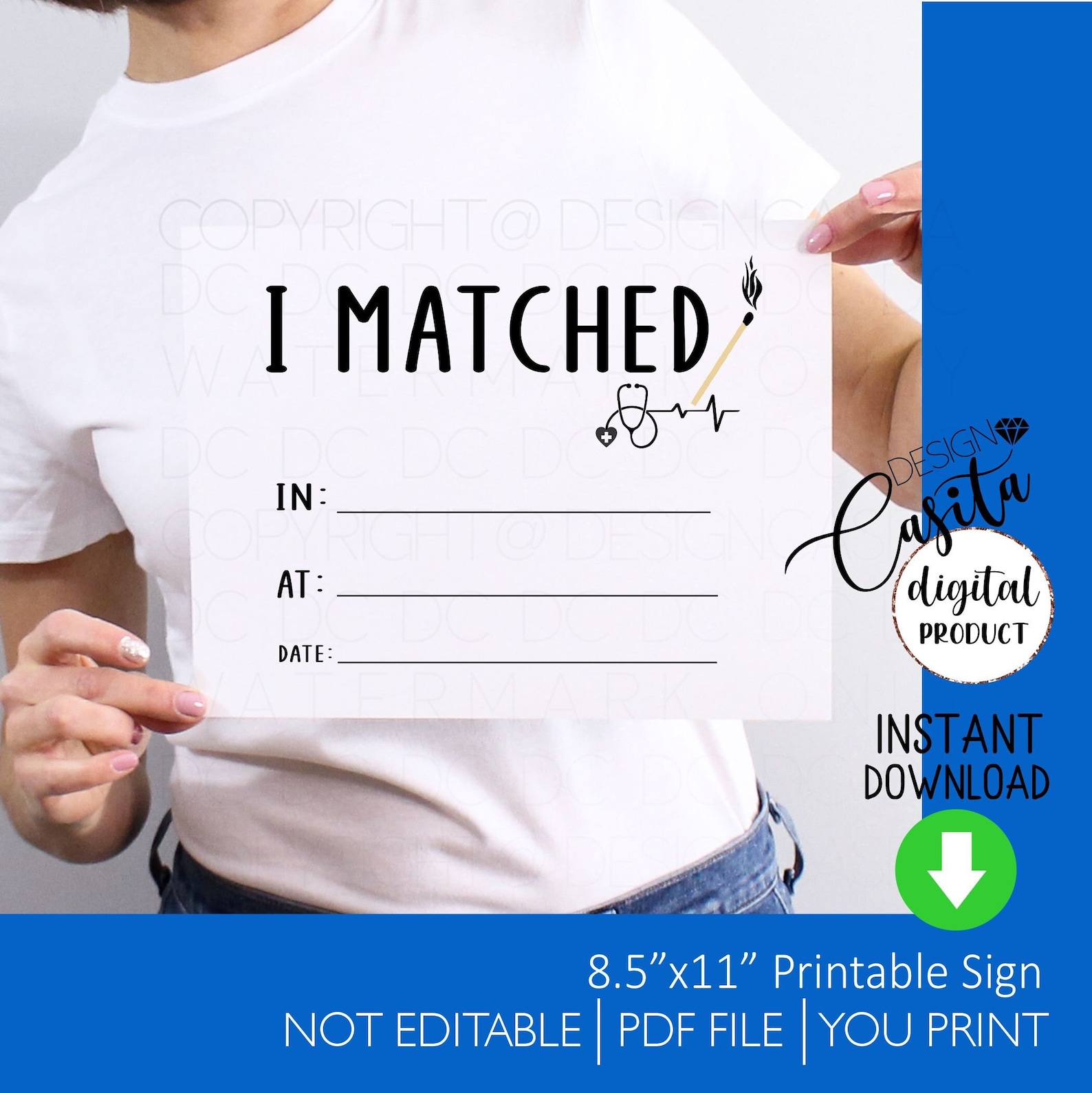Match Day Residency 8.5x11 Printable Sign, Medical Specialty Fellowship ...