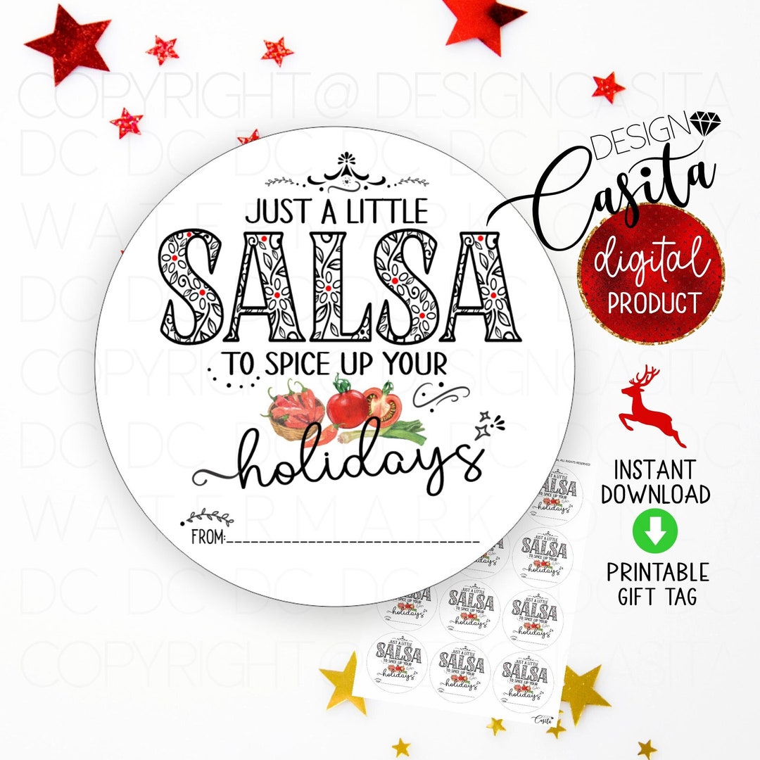 Salsa Printable Gift Tag Label Circle 2.5 for Mason Jar Canning ...