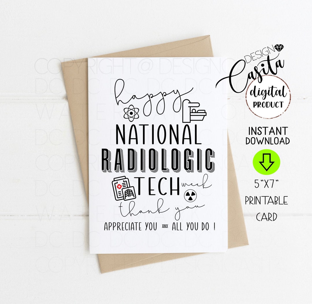 Happy National Radiologic Tech Printable 5x7 Folded Greeting Card,x-ray ...