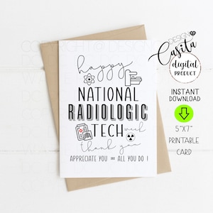 Happy National Radiologic Tech Printable 5x7 Folded Greeting Card,x-ray ...