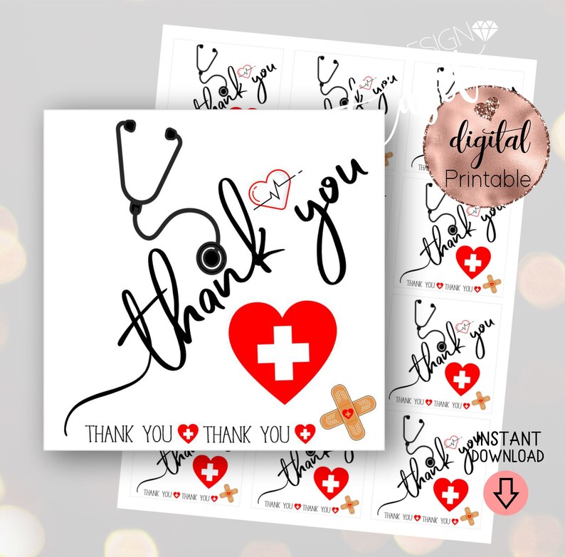 Medical Thank You Printable Favor Gift Tagma Month - Etsy