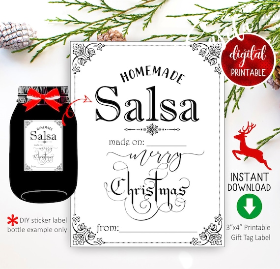 Salsa Homemadeprintable Gift Tag Labelspicy Giftvintage | Etsy