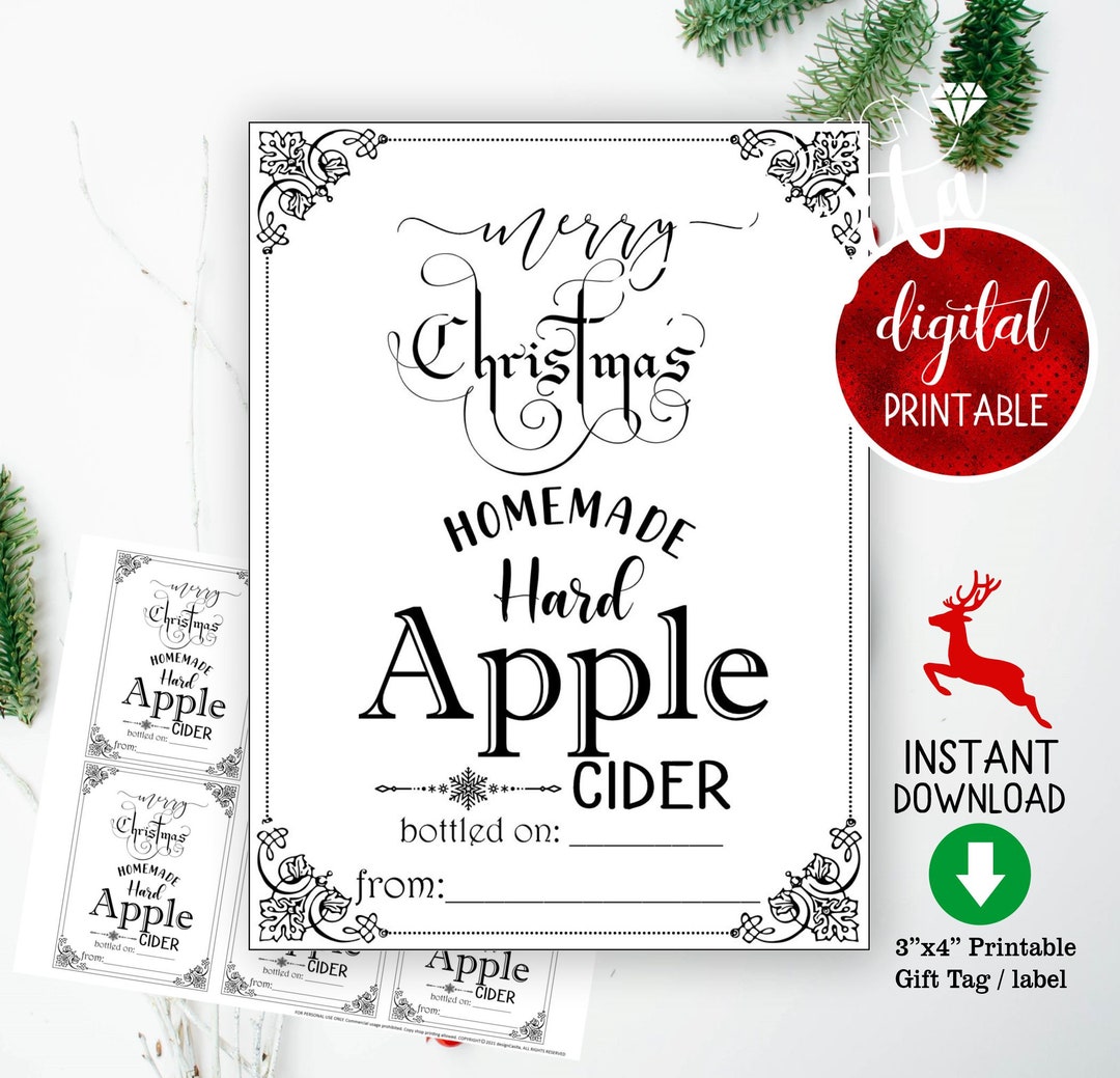 Apple Hard Cider Printable Square Gift Tag Label,merry Christmas ...