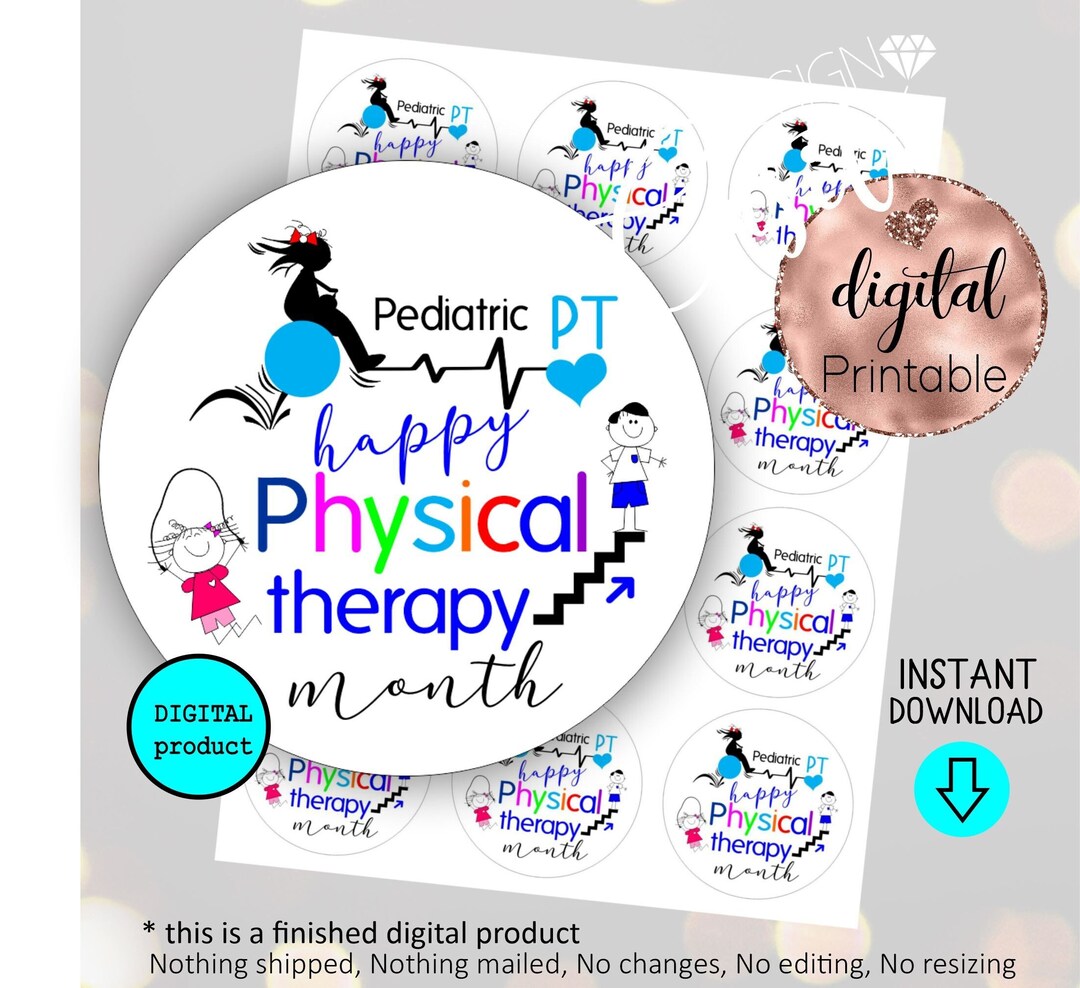 Happy PT Physical Therapy Month Printable Blue Round Tag 2.5,pediatric ...