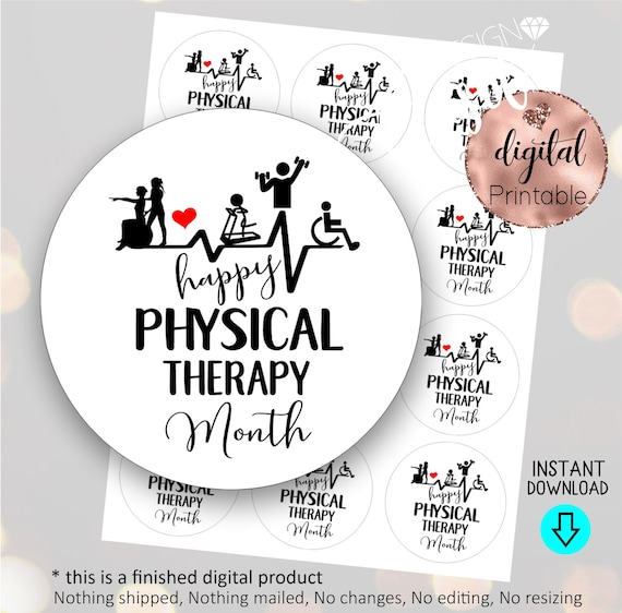 Happy Physical Therapy Month Printable Round tag 2.5PT thank | Etsy