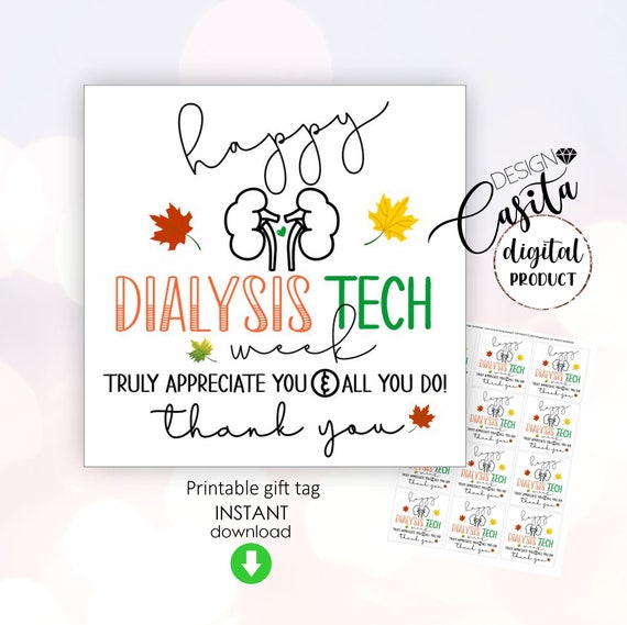 Dialysis Tech Week Printable Favor Gift Tagfall Kidney Tech - Etsy
