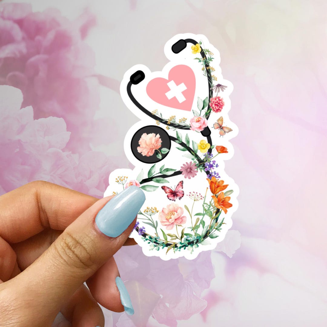 Stethoscope Floral Medical Sticker,medical Graduation Gift,nurse Gift ...