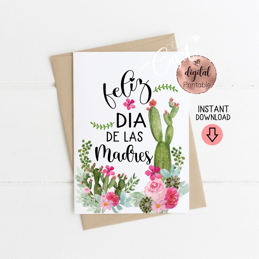 Spanish Mother's Day, Dia De Las Madres Printable 5x7 Folded Greeting ...