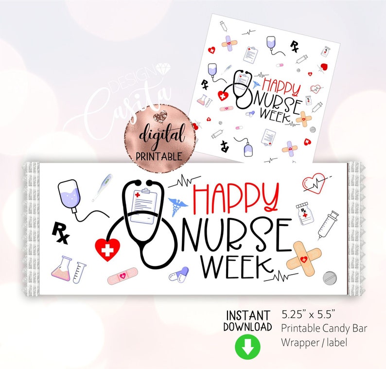 Nurse Week Printable Candy Bar Wrapperrn Thank Youmedical - Etsy