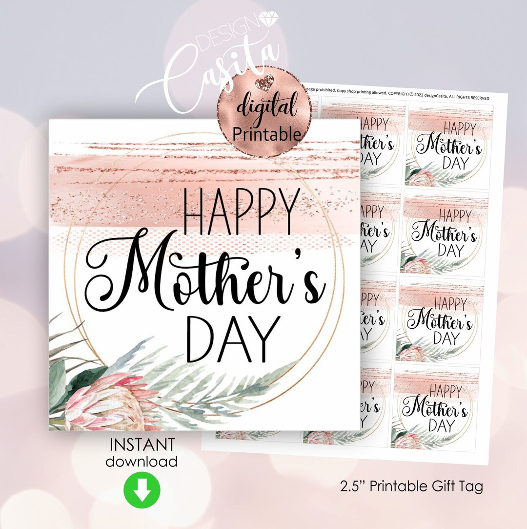 Happy Mother's Day Rose Gold Printable Favor Gift Tag,spa Day Tag ...