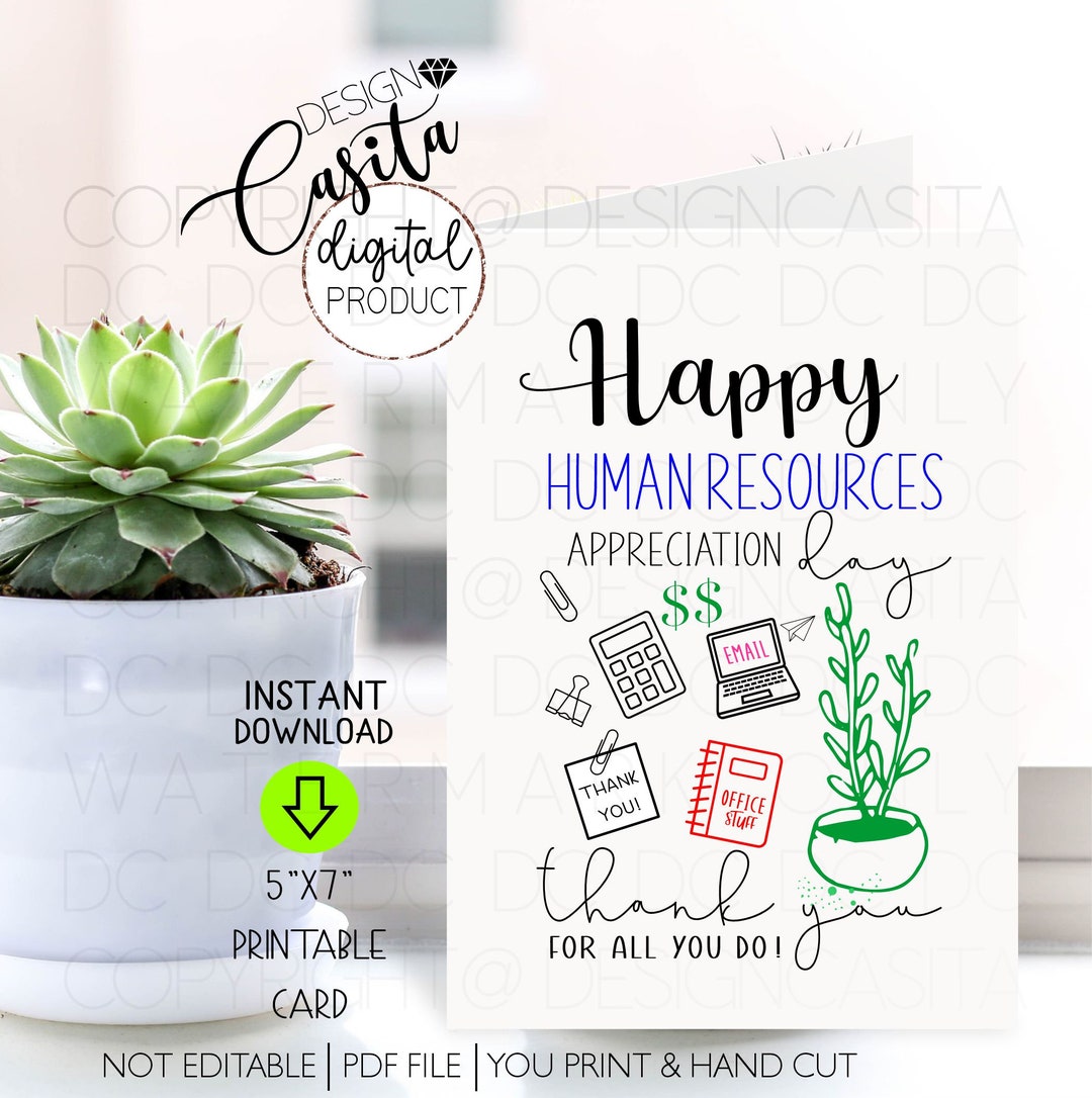 Human Resources Appreciation Day Printable 5x7 Folded Greeting Card,hr ...
