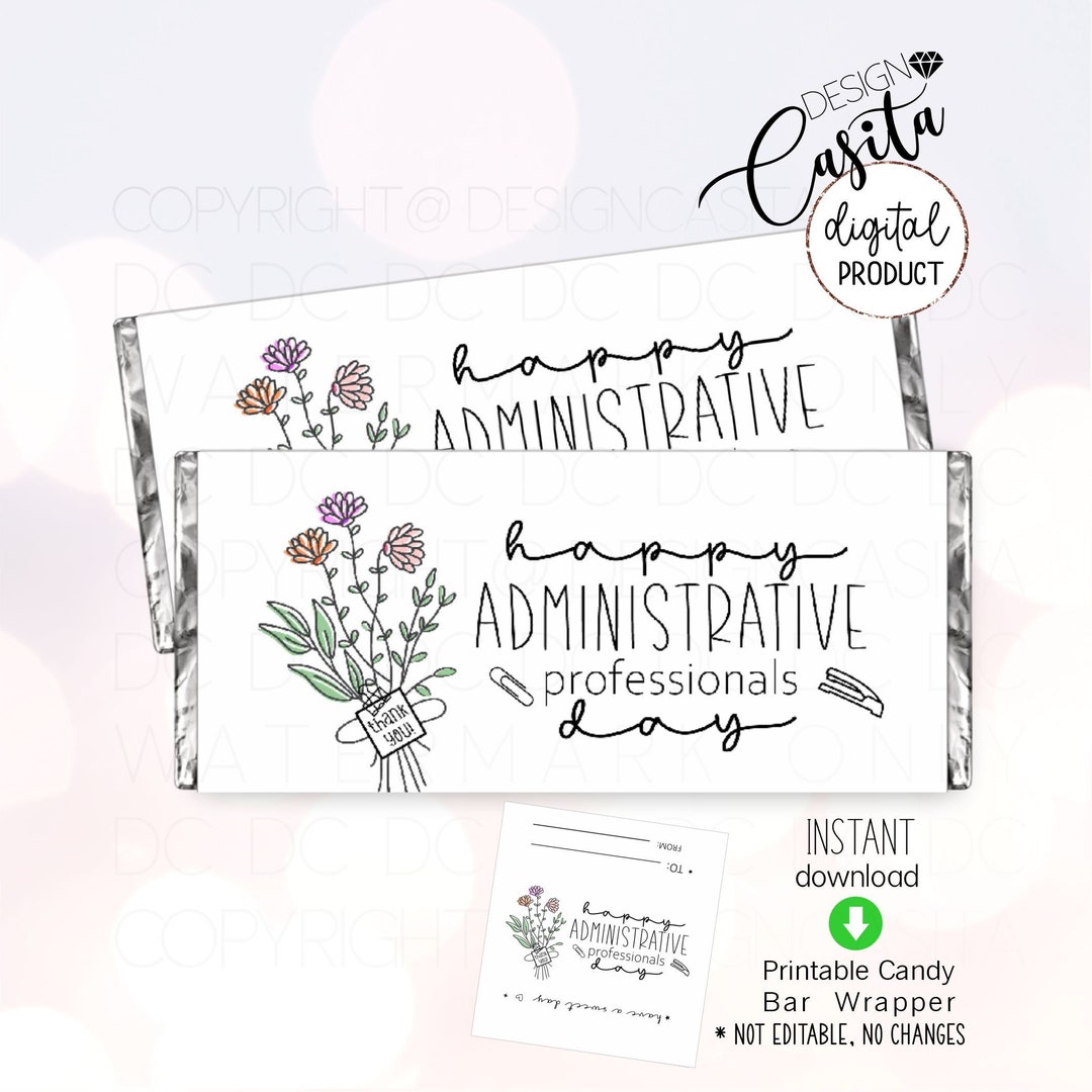 Administrative Professionals Day Printable Candy Bar Wrapper,flowers ...