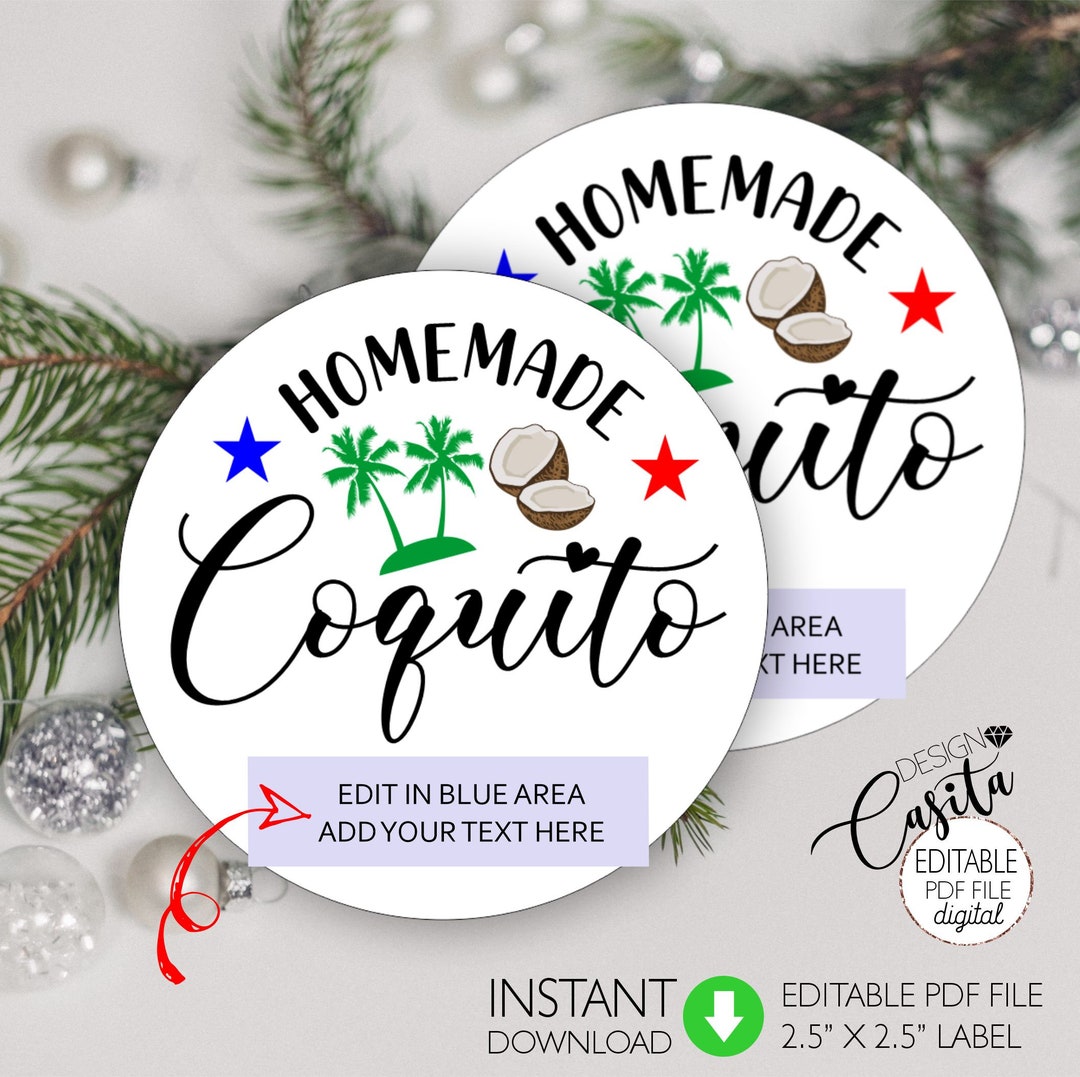 Coquito Editable Round Printable Gift Tags,homemade Coquito Christmas ...