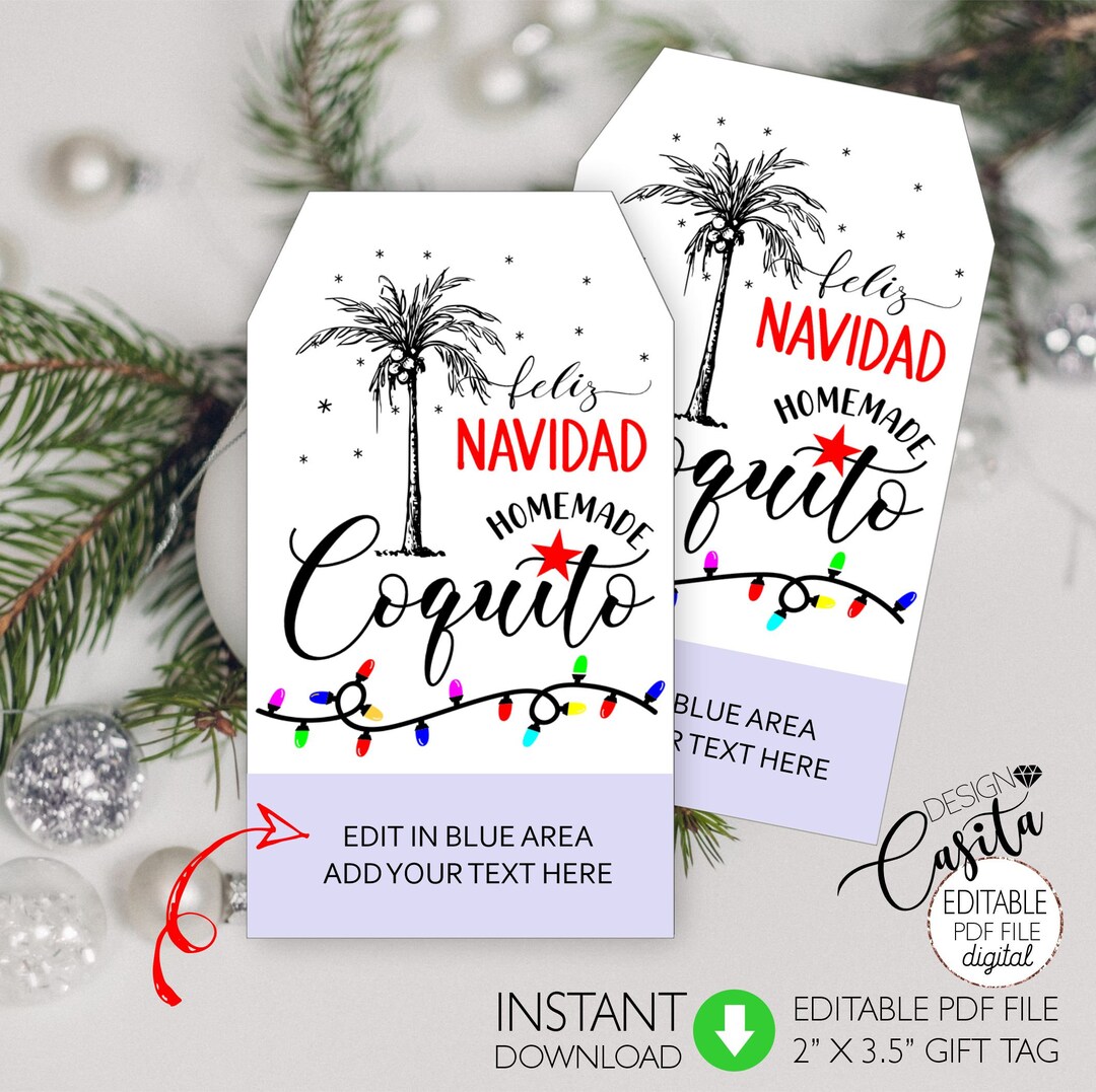 Coquito Editable Feliz Navidad Gift Tags,homemade Coquito Printable ...