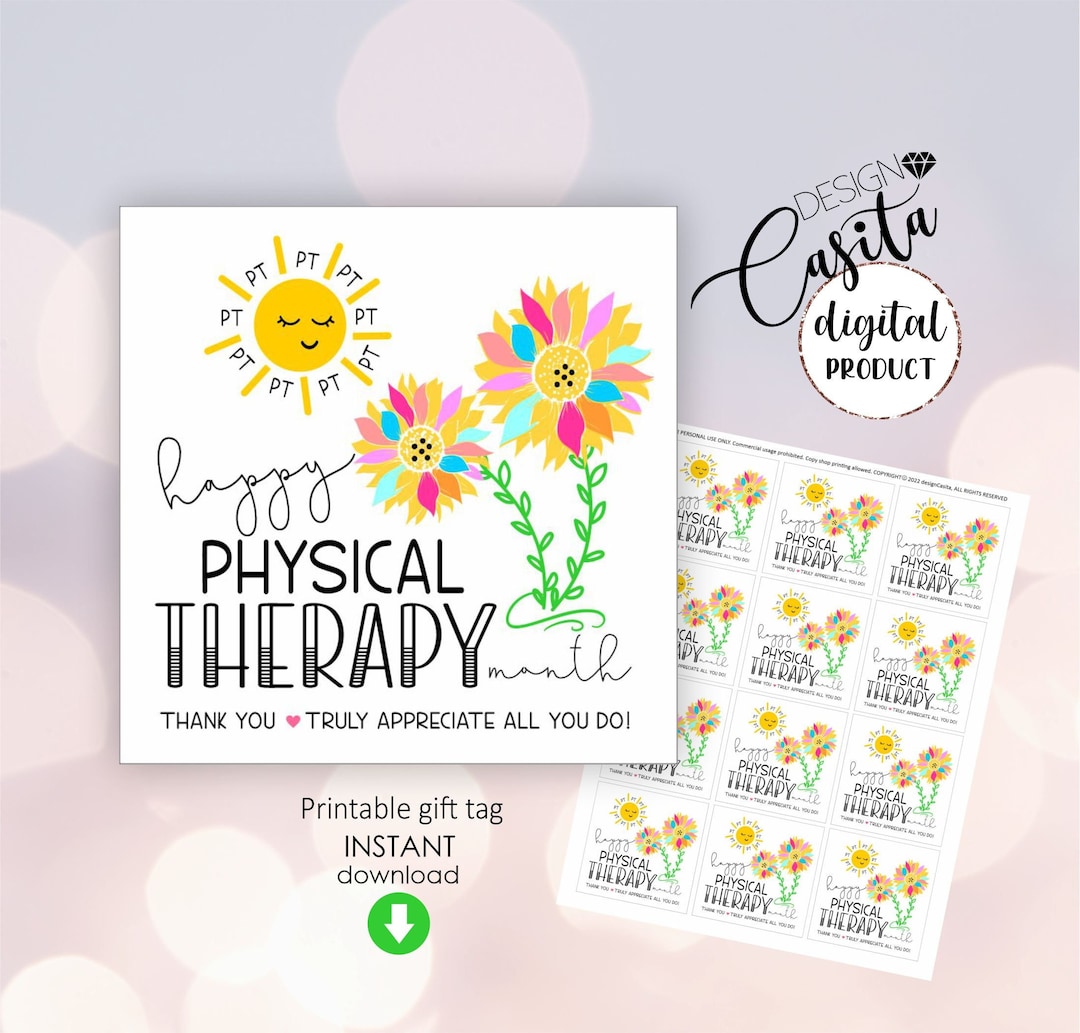 Physical Therapy Month Printable Gift Tag With Sunflower PT Design,pt ...