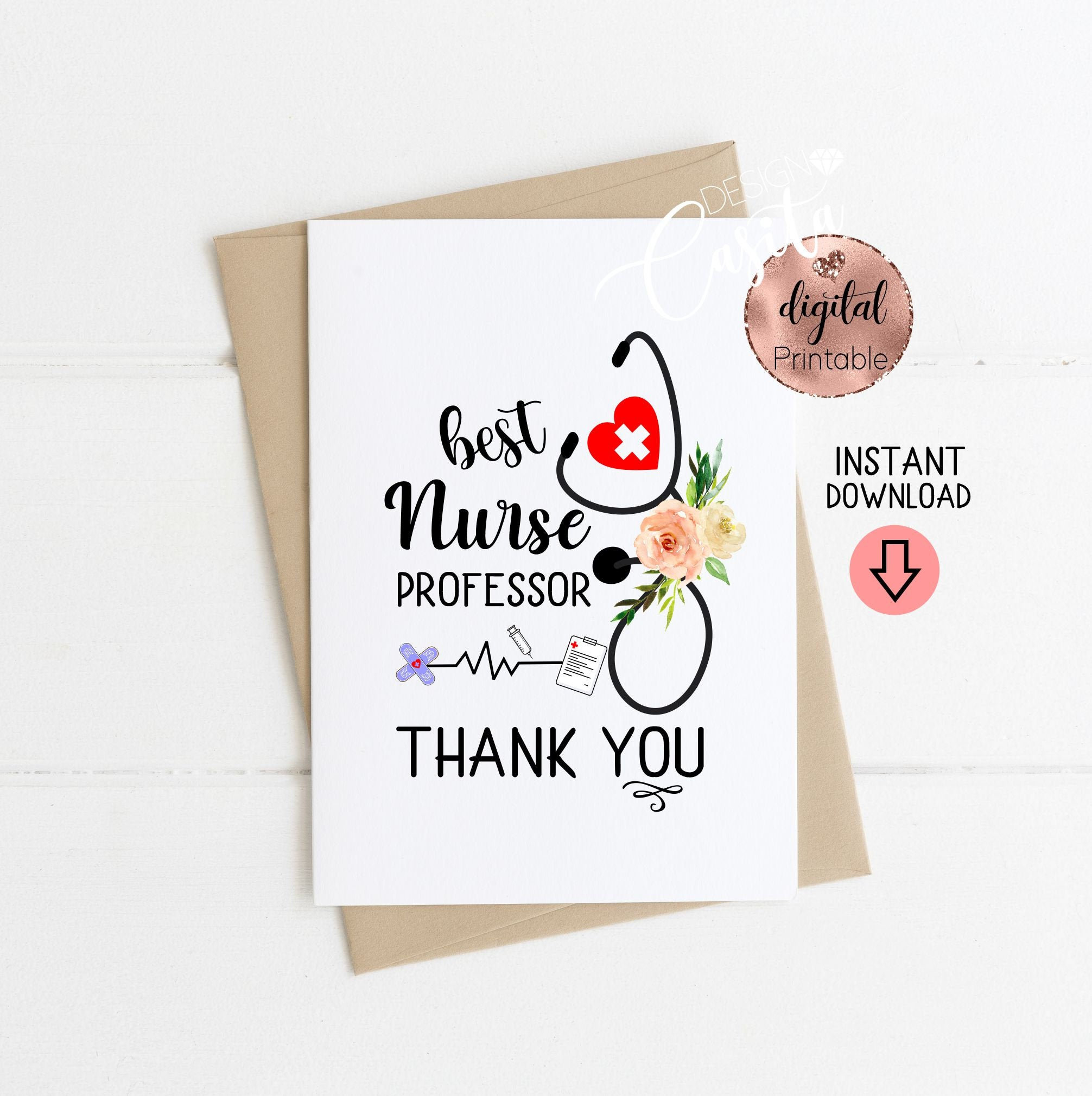 Nurse Professor Printable 5x7 Folded Greeting Cardnurse - Etsy