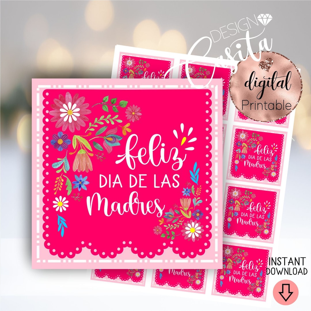 Feliz Dia De Las Madres Floral Printable Favor Gift Tag,spanish Mothers ...
